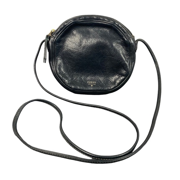 Fossil | Bags | Fossil Jules Octagon Black Leather Mini Small Crossbody ...